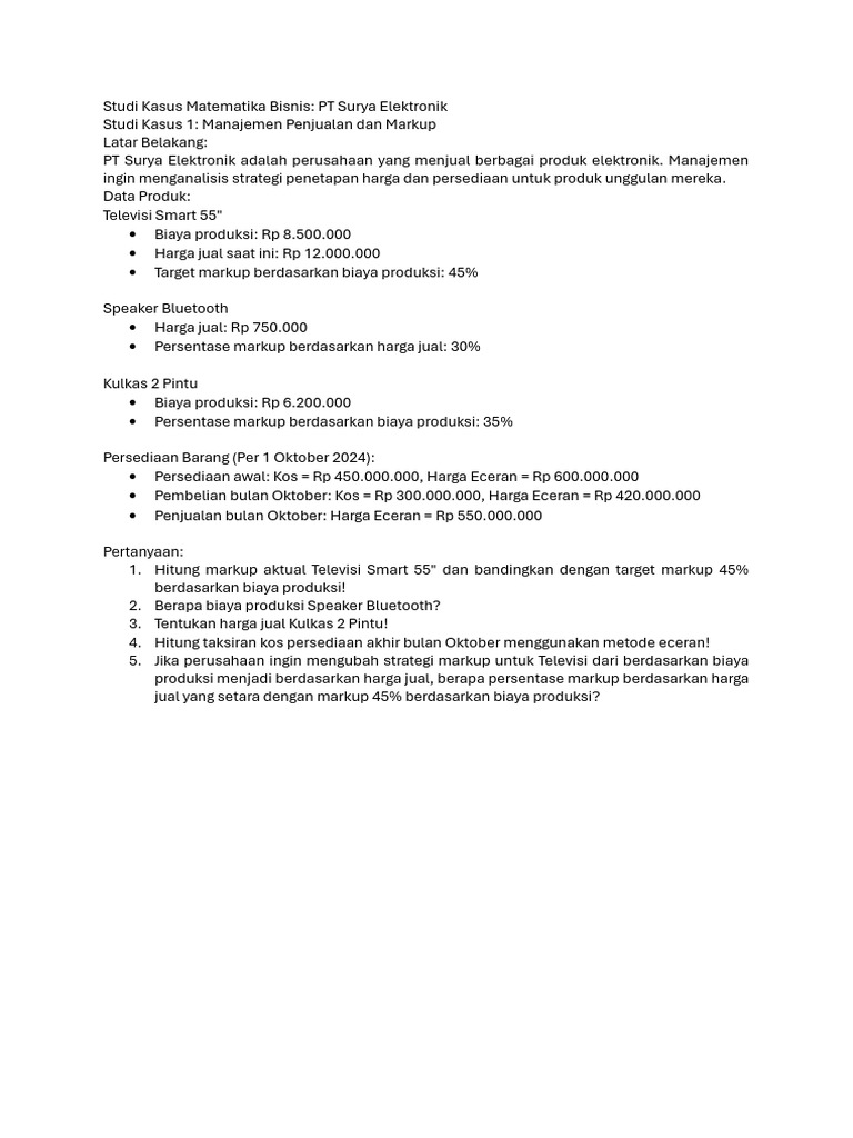 Soal Study Case Business MAth | PDF