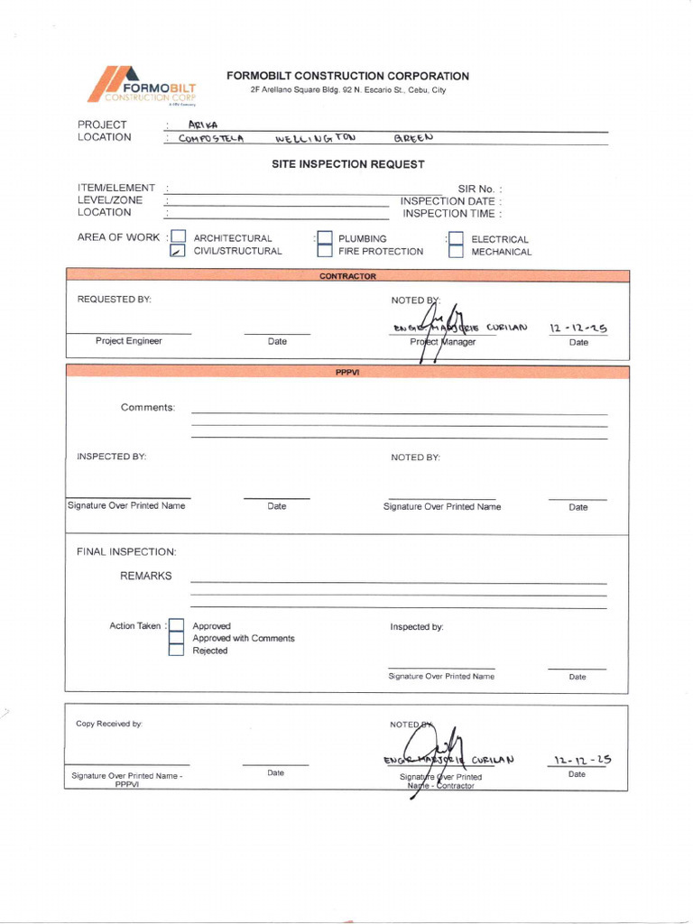 Site Inspection Form | PDF