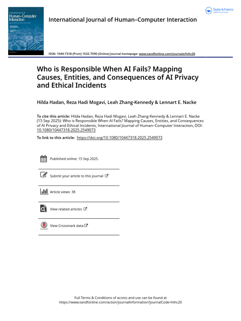 Who is Responsible When AI Fails 1762670251 | PDF | Artificial ...