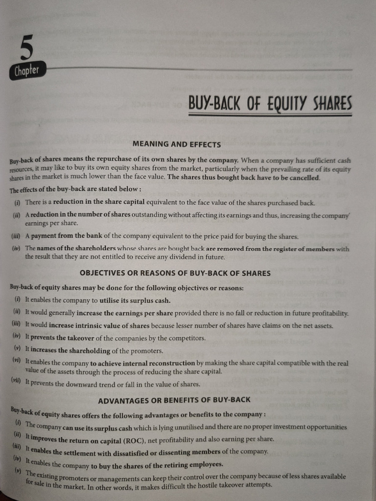 Buy Back of Shares | PDF | Dividend | Securities (Finance)