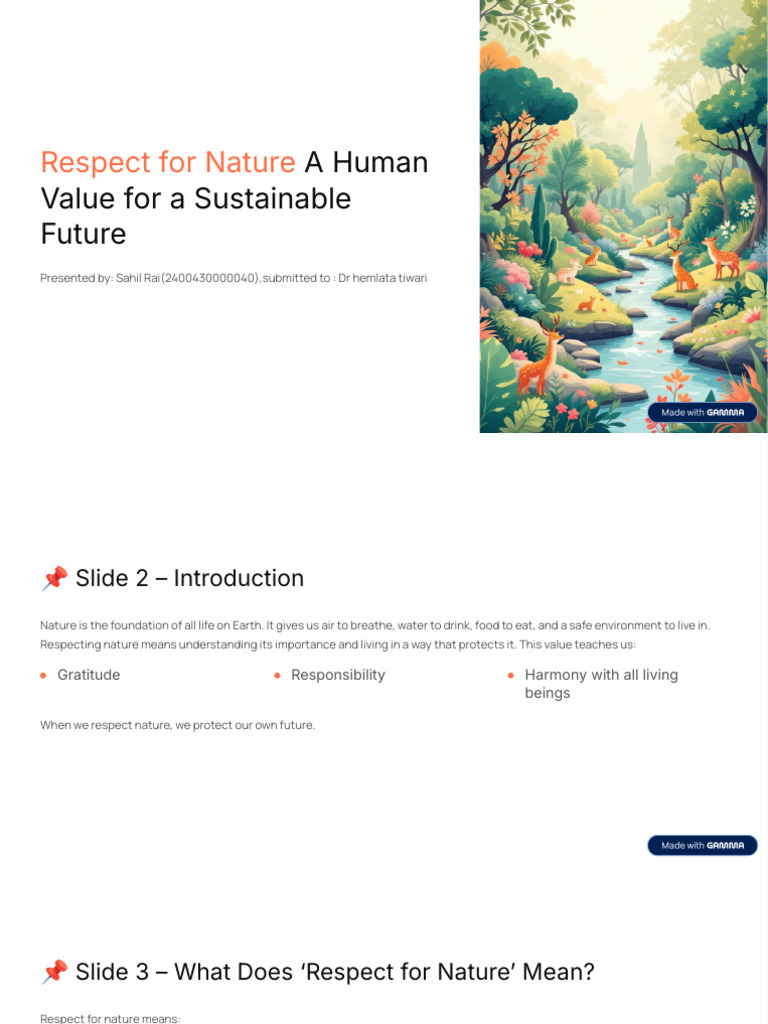 Respect for Nature: A Path to Sustainability | PDF | Nature | Water