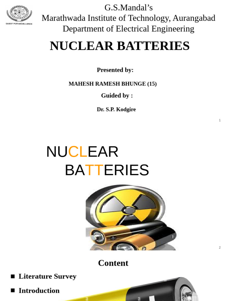 Nuclear Batteries: Overview and Applications | PDF | Radioactive Decay ...