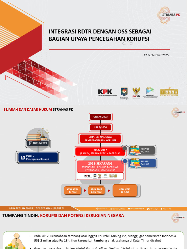 Paparan KPK_Stranas PK Progres Integrasi RDTR OSS | PDF