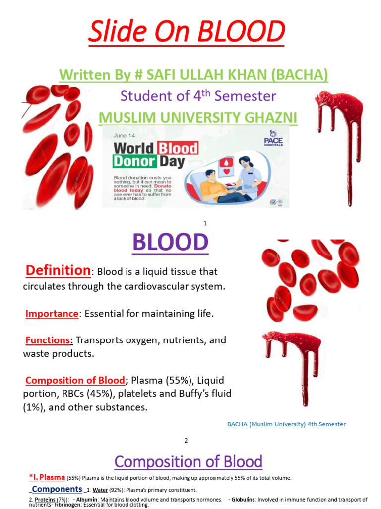 (BLOOD) (SafiUllah Khan) DR - Aman SB | PDF | Blood Type | Blood