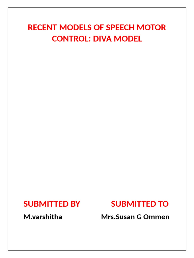 Recent Models of Speech Motor Control-Diva Model | PDF | Neuroscience ...