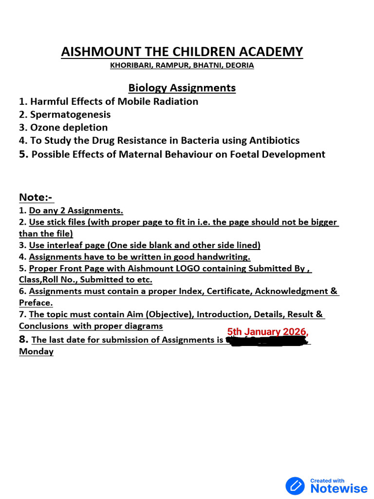Biology Assignments Guidelines 2025 | PDF