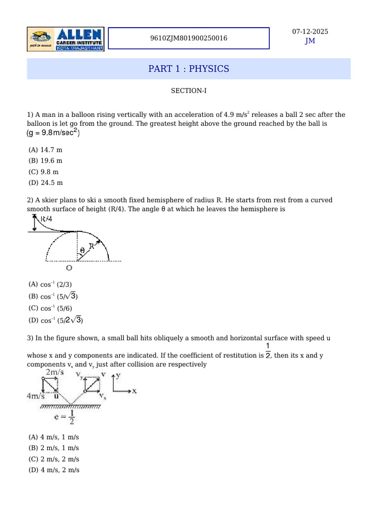 Major Test 2 JM | PDF | Electric Current | Physical Phenomena