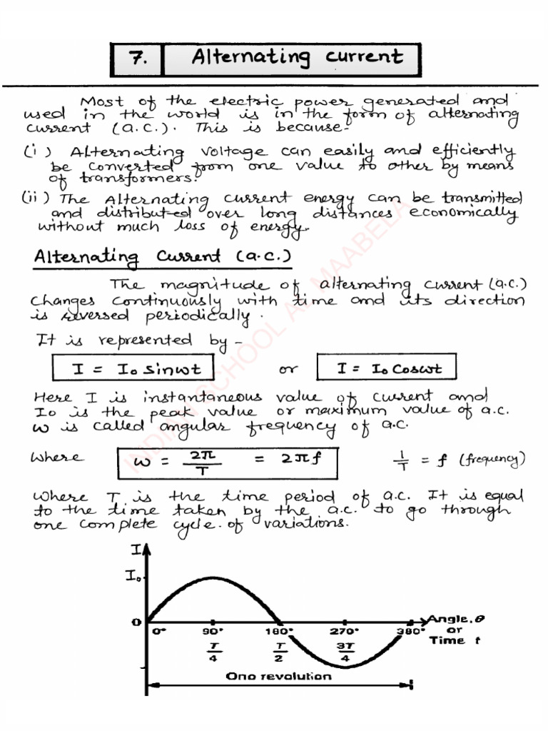 Ch7 - Alternating Current - Notes | PDF