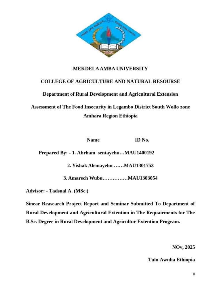 Food Insecurity Assessment in Legambo | PDF | Food Security | Agriculture