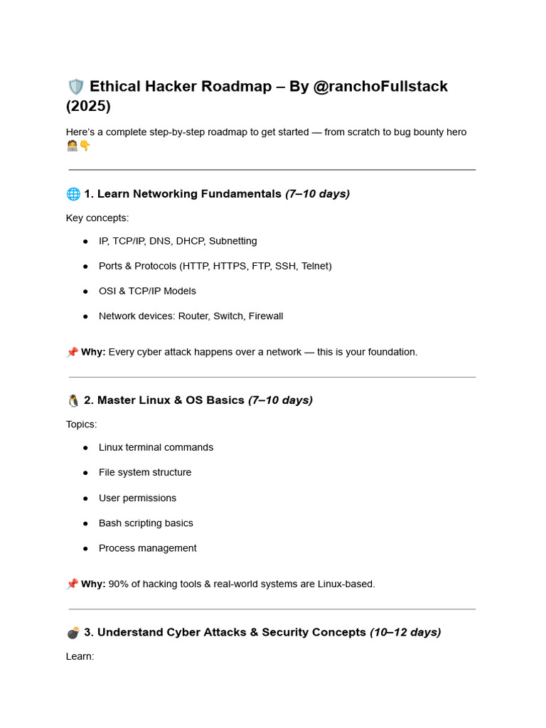 Ethical Hacker Roadmap Guide | PDF | Computer Network | Internet ...