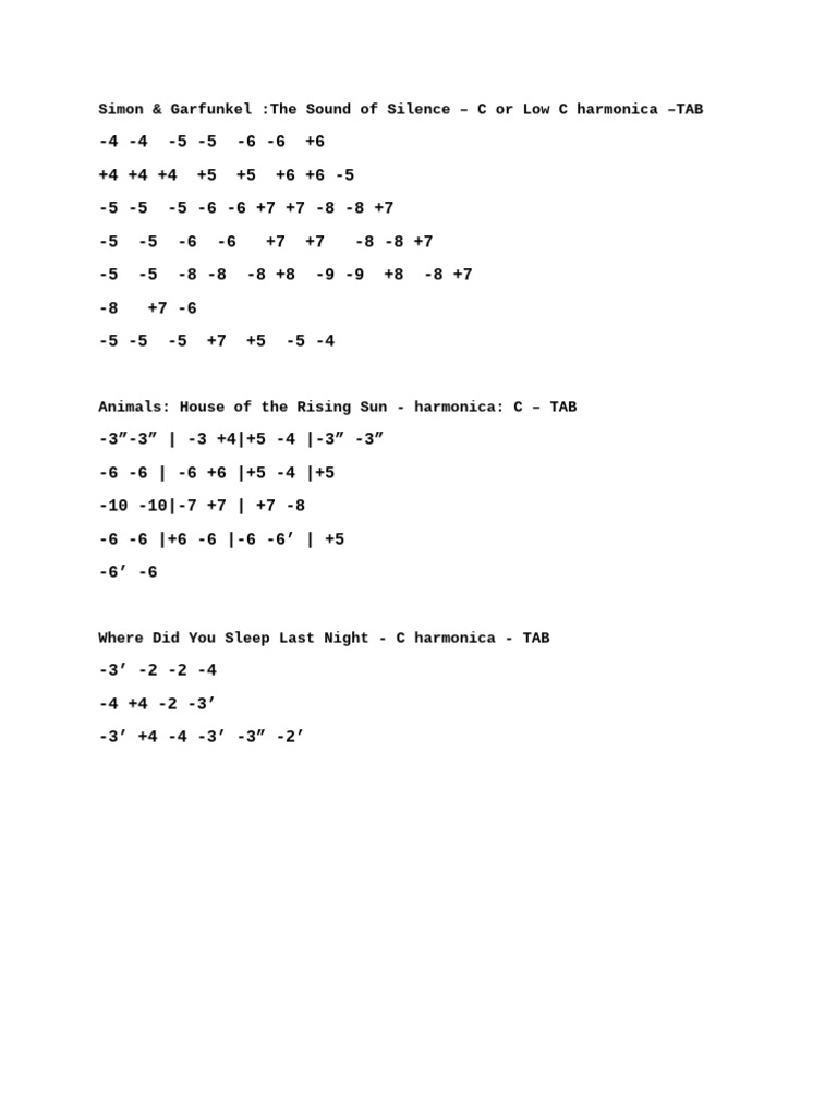 C Harmonica TABS | PDF
