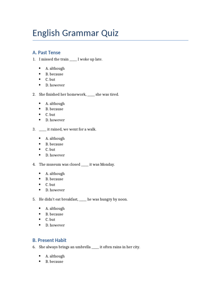 English Grammar Quiz: Tenses & Usage | PDF | Chess Theory | Chess