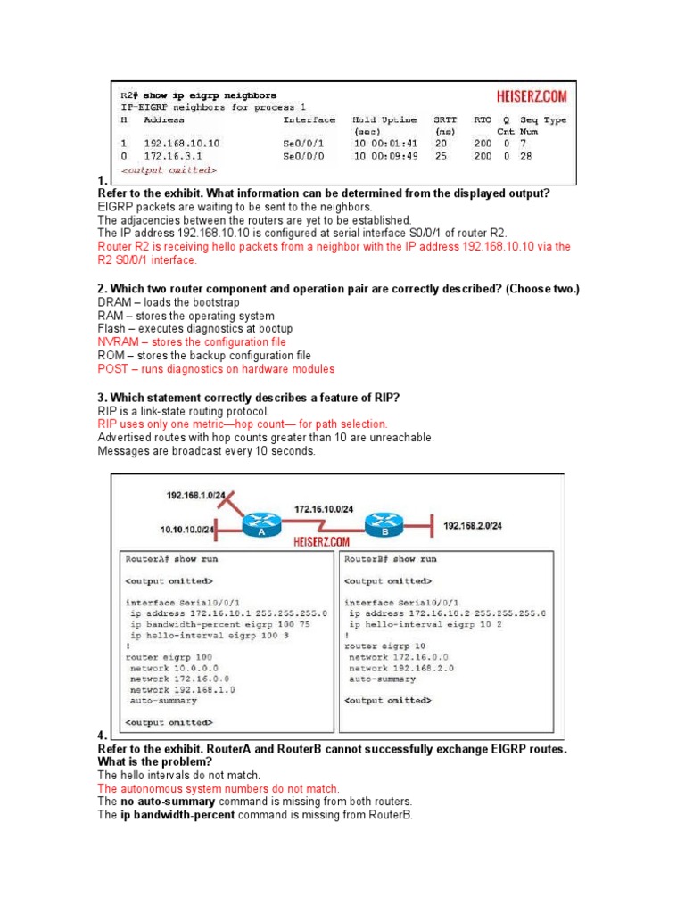 CCNA2 Final - Routing Protocols and Concepts | PDF | Routing | Router (Computing)
