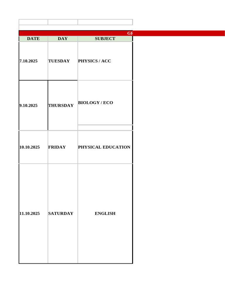 G 11 TERM 1 Date Sheet & Portions 2025 | PDF | Chemistry | Physical ...
