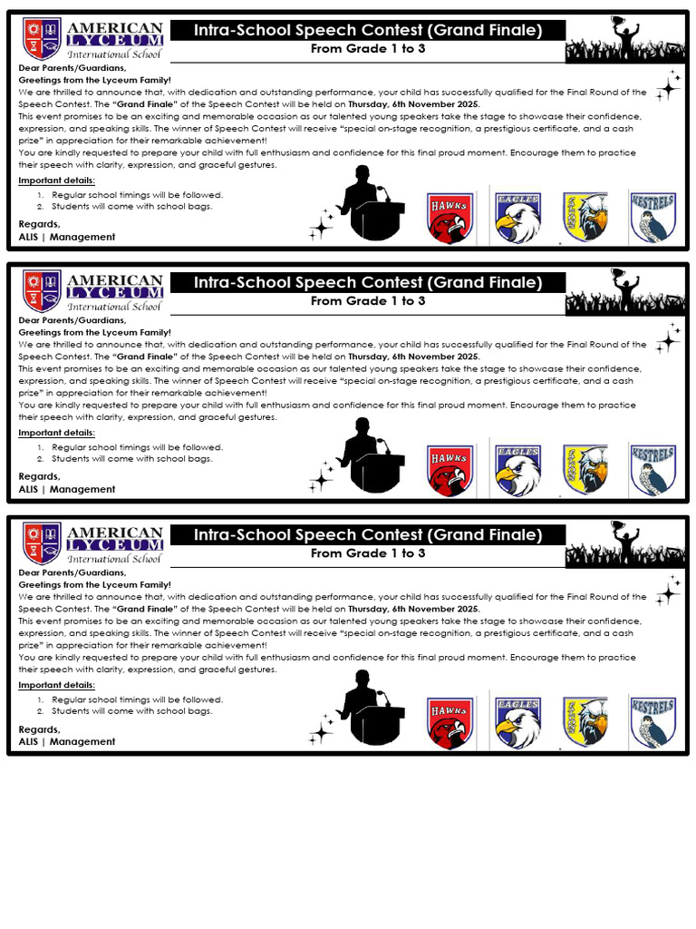 Speech Contest Final (G1 To 3) | PDF | Human Communication
