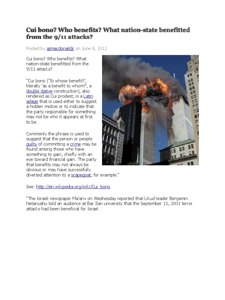 Israel's Benefit from 9/11 Attacks | PDF | September 11 Attacks | Israel