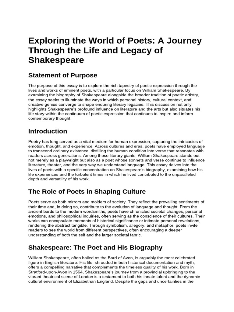 Exploring The World of Poets - A Journey Through The Life and Legacy of ...