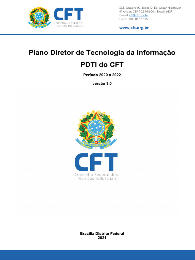 PDTI 2020-2022 do CFT: Diretrizes e Metas | PDF | Análise SWOT ...