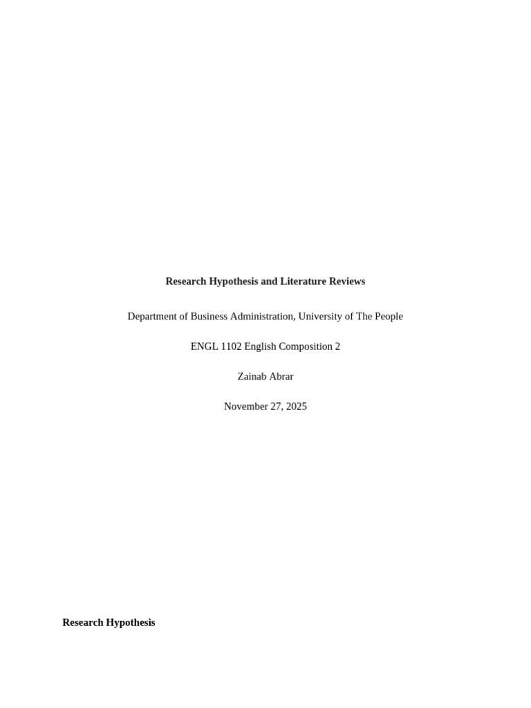 Research Hypothesis and Literature Reviews | PDF | Employment | Analytics