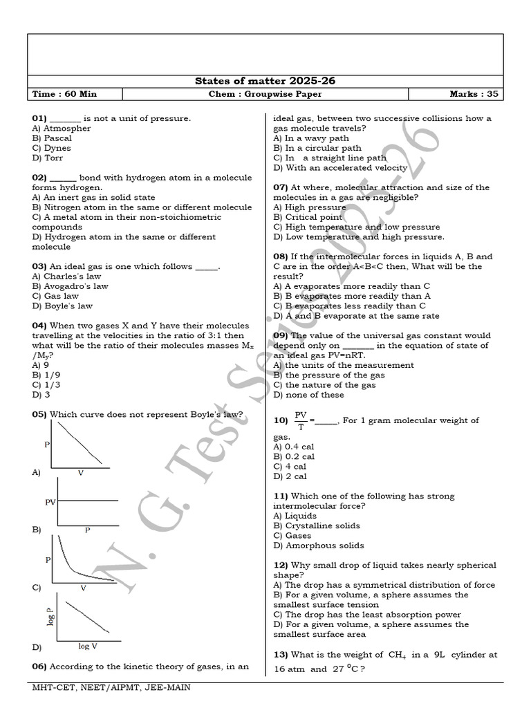States of Matter Paper | PDF | Gases | Molecules