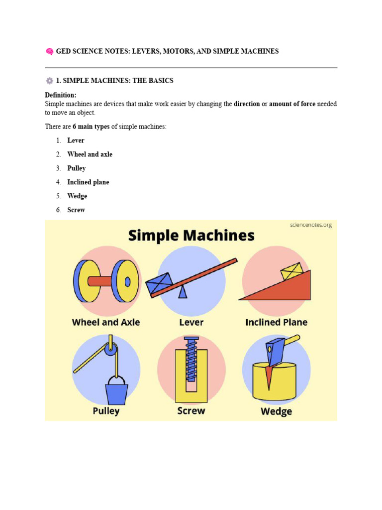 ? Ged Science Notes (Simple Machine) | PDF | Lever | Machines