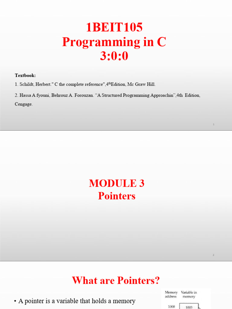 Module 3 - Pointer in C Programing | PDF | Pointer (Computer ...