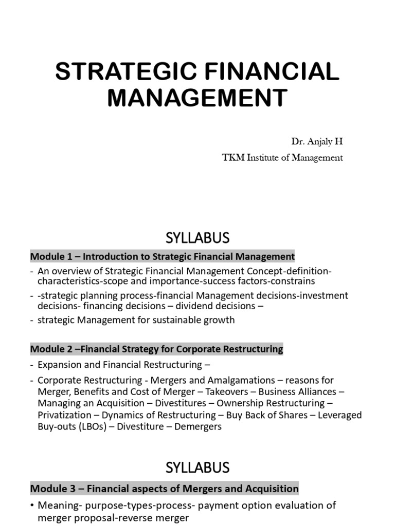 Strategic Financial Management Syllabus | PDF | Strategic Management ...