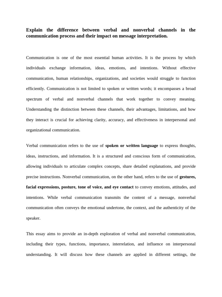 Verbal vs Nonverbal Communication Explained | PDF | Nonverbal ...