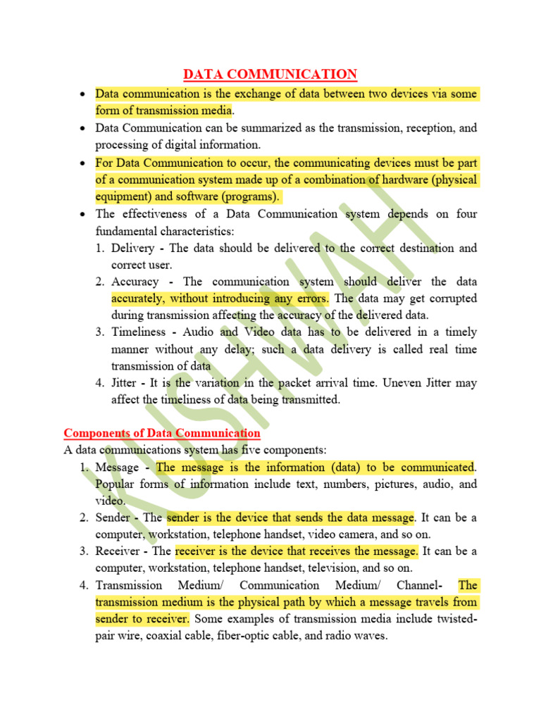 Introduction to Data Communication[1] | PDF | Duplex ...