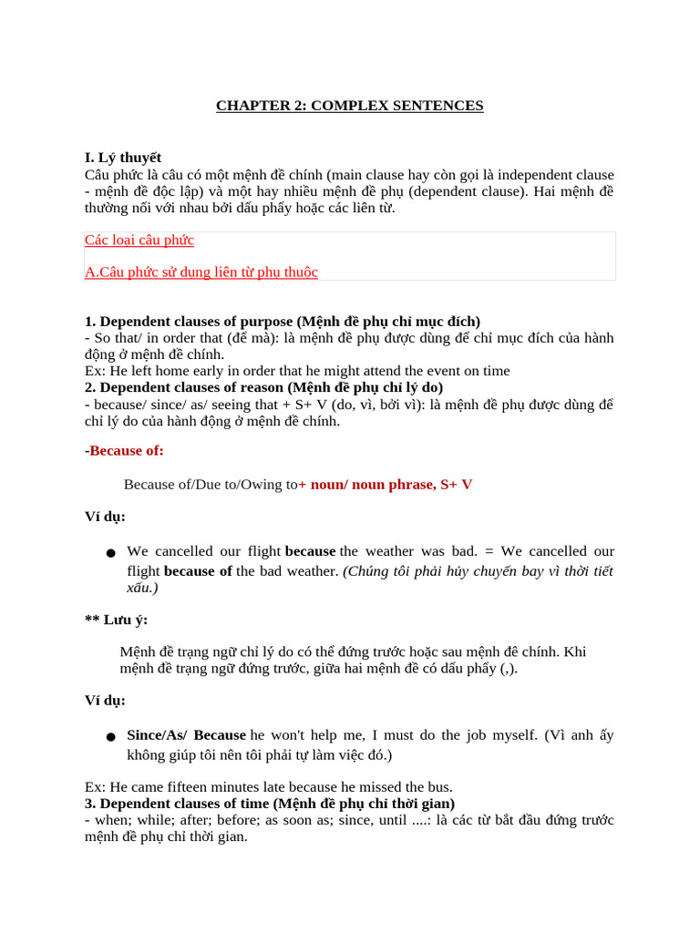 Chapter 2 Complex Sentences | PDF