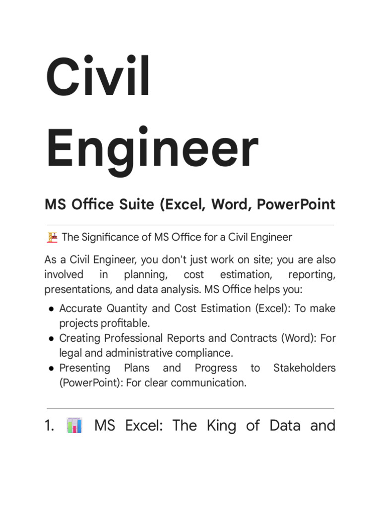 MS Office Skills for Civil Engineers | PDF