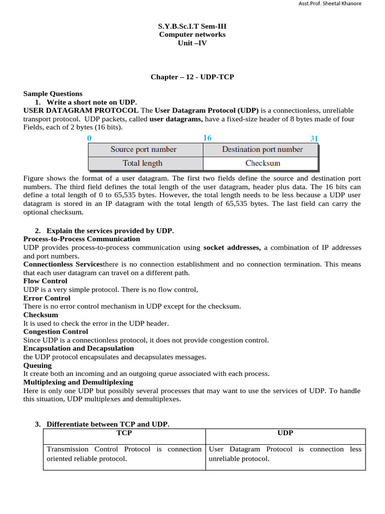 Unit4 cn | PDF | Transmission Control Protocol | Network Congestion