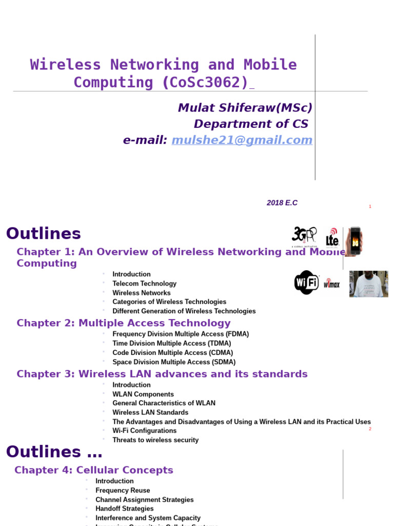 WCMC - Inroduction CH 01 2018 | PDF | Computer Network | Channel Access ...