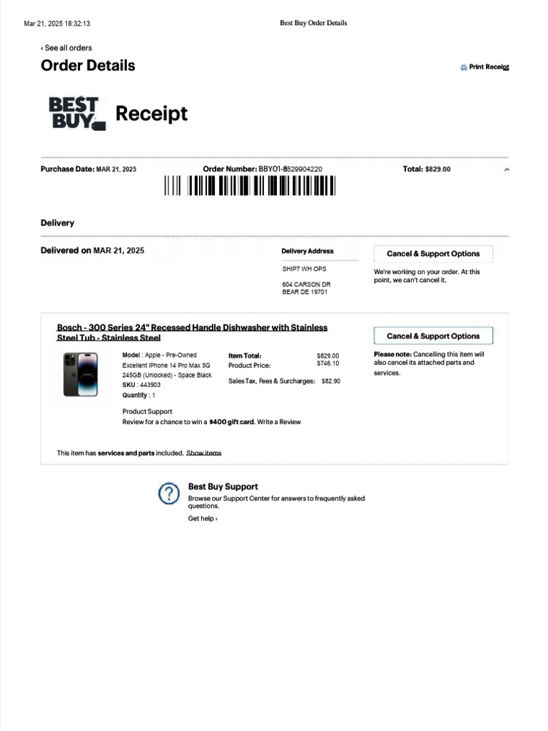 Receipt Receipt: Order Details Order Details | PDF | Apple Inc ...