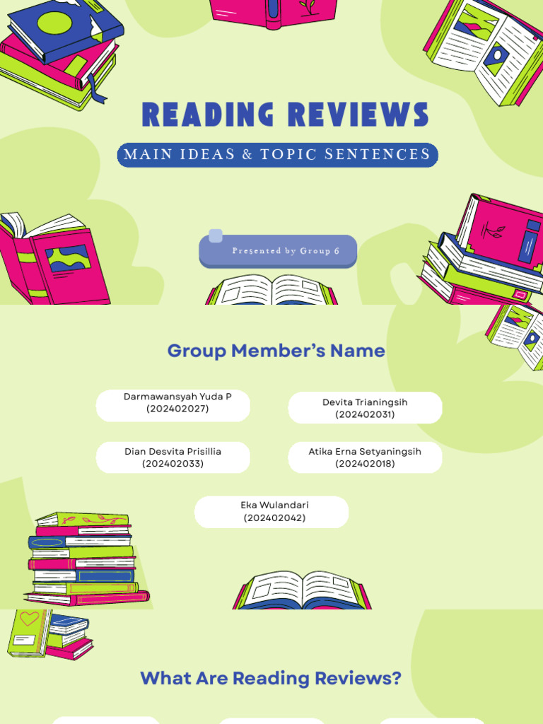 Kel 6 - Reading Reviews - Main Idea&Topic Sentences | PDF | Sentence ...