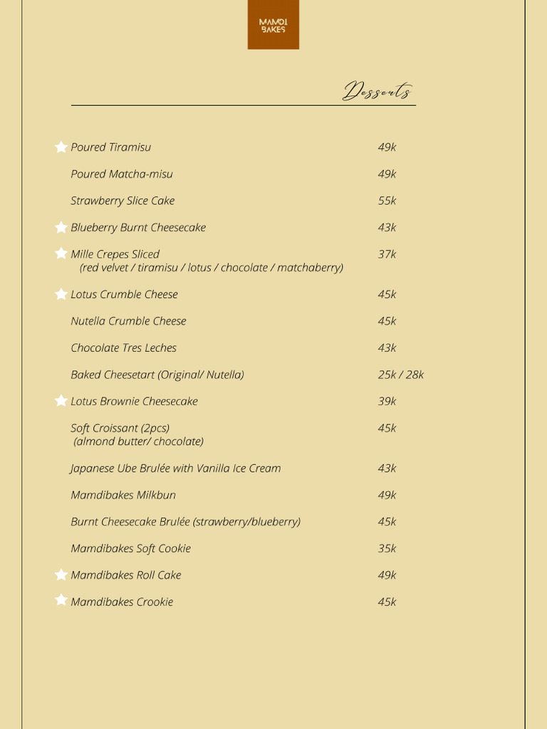 Mamdibakes Menu's | PDF