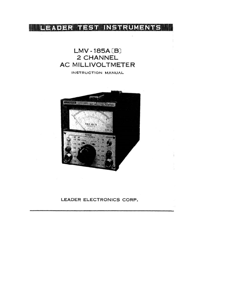 LMV 185A - Millivolt Meter - Instruction Manual | PDF