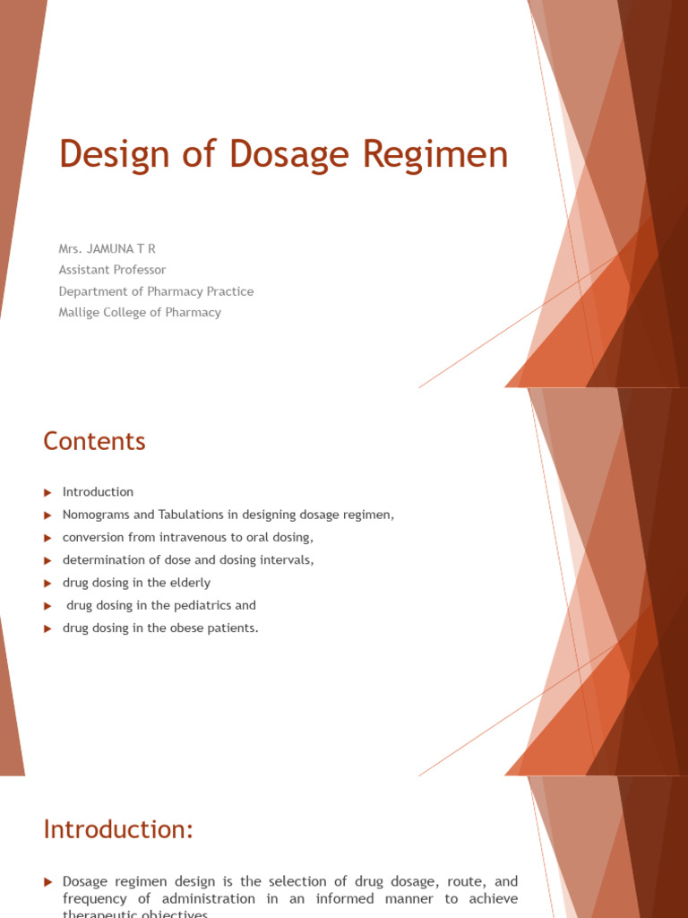 Dosage Regimen Design Techniques | PDF | Dose (Biochemistry) | Chemistry