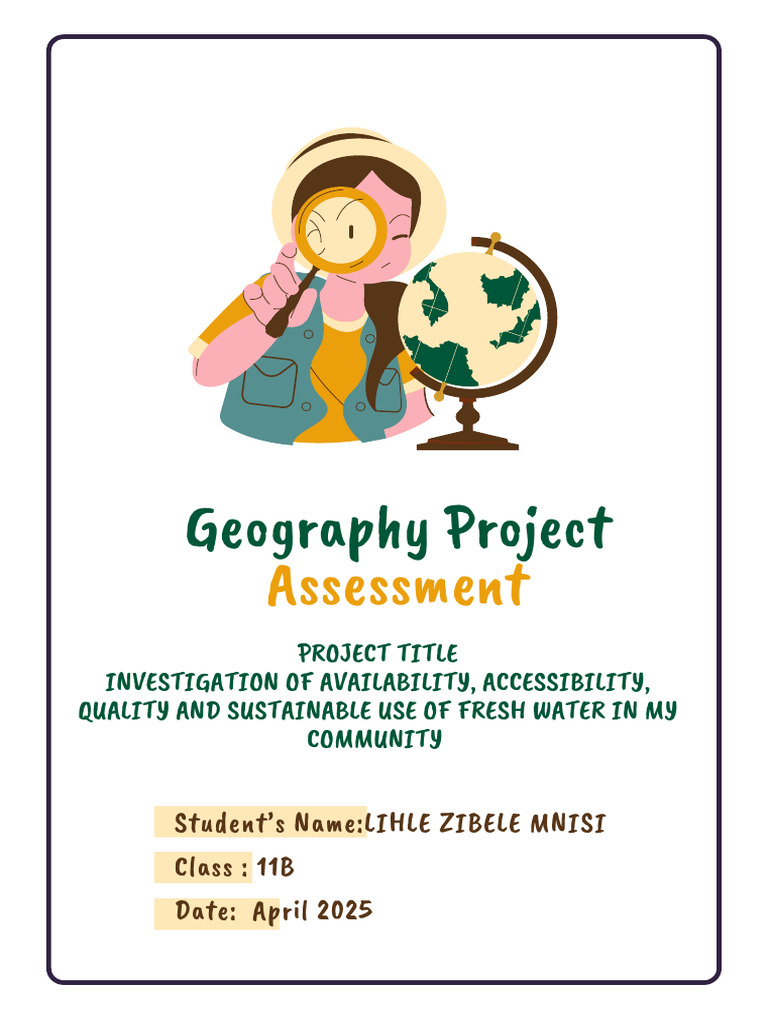 Geography Project Assessment Cover Page in Colorful Cute Fun Style ...