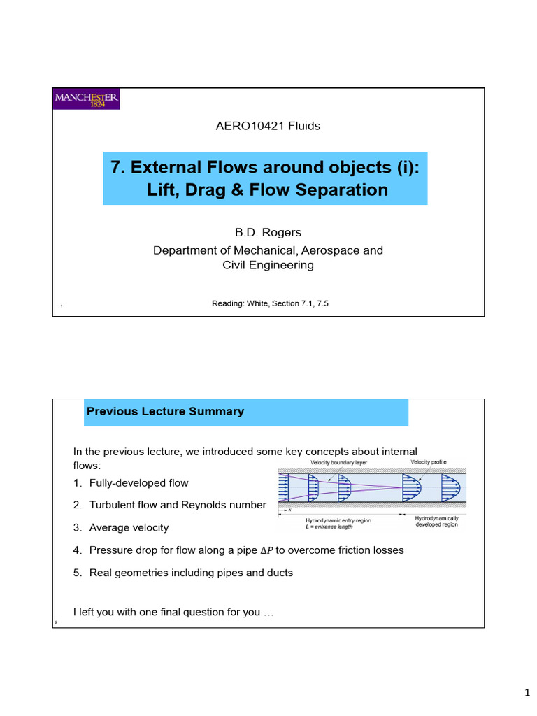 External Flows: Lift, Drag, and Separation | PDF | Drag (Physics ...