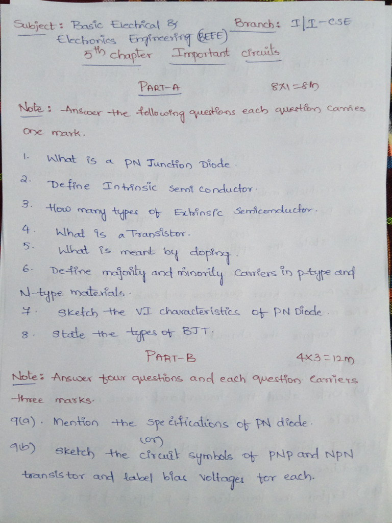 BEEE 5th and 6th Chapter Important Questions | PDF