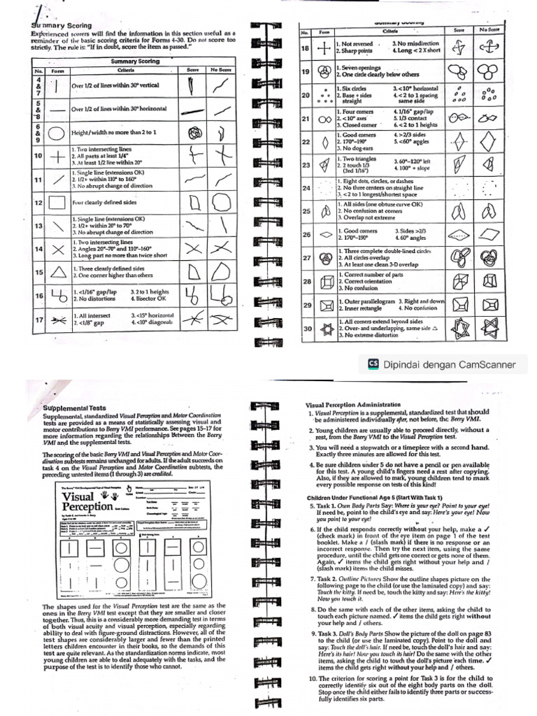 Manual Scoring Beery VMI | PDF