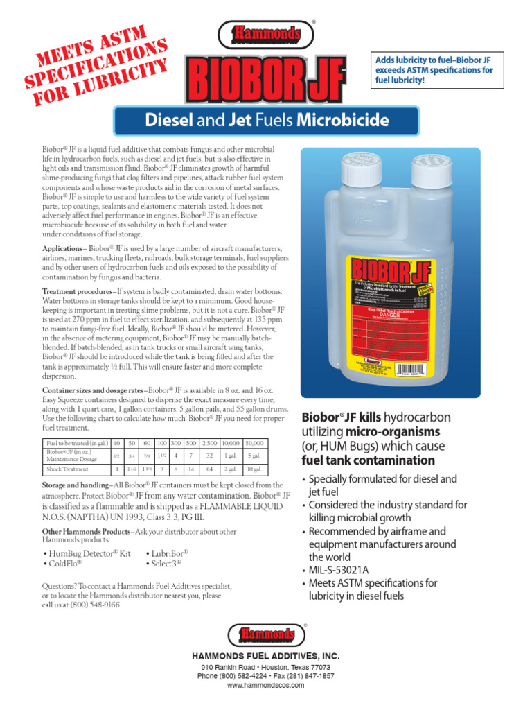 BioBor JF Spec Sheet 2 | PDF | Jet Fuel | Diesel Fuel