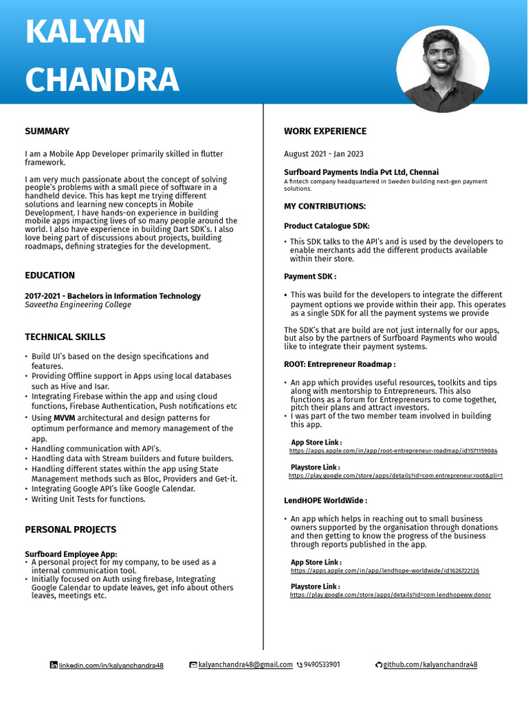 Kalyan Chandra Resume | PDF | Mobile App | Computing