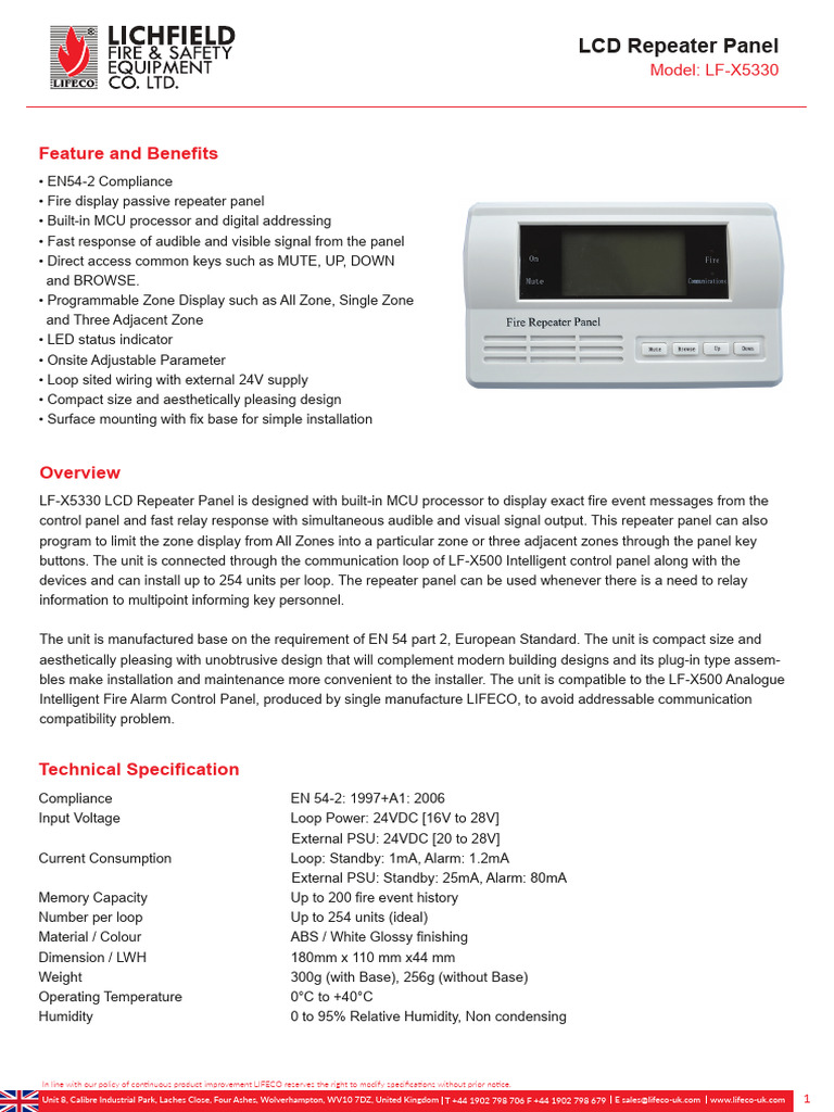 LF-X5330 LCD Fire Repeater Panel | PDF | Information And Communications ...