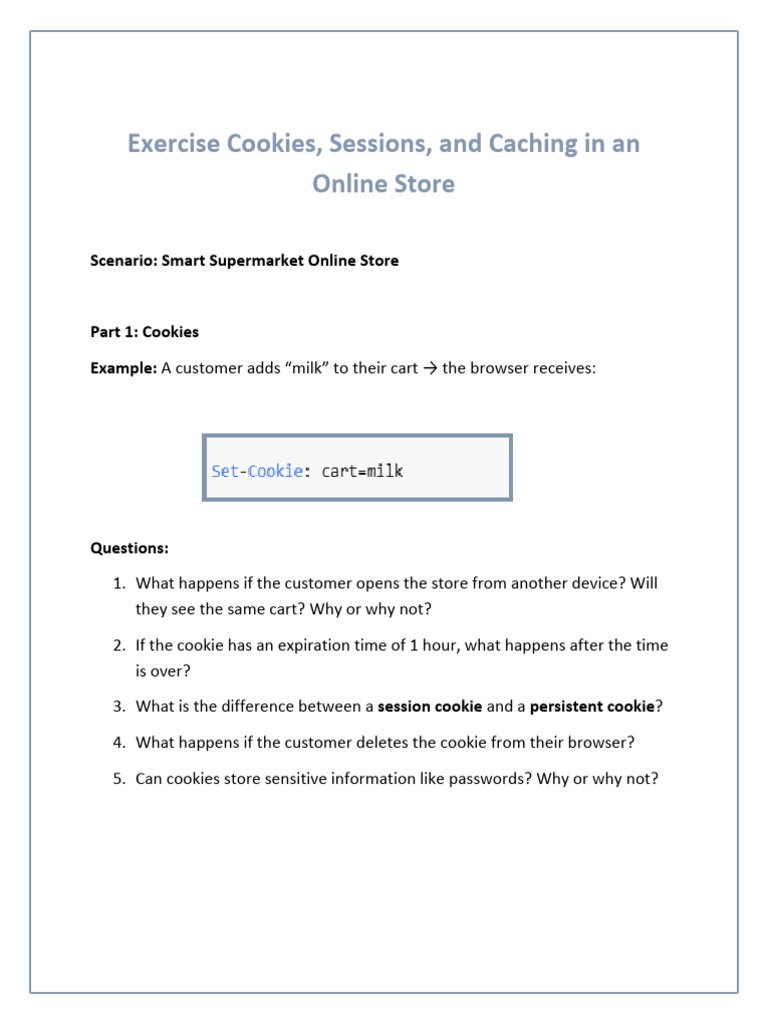 Exercise Cookies, Sessions, And Caching in an Online Store | PDF