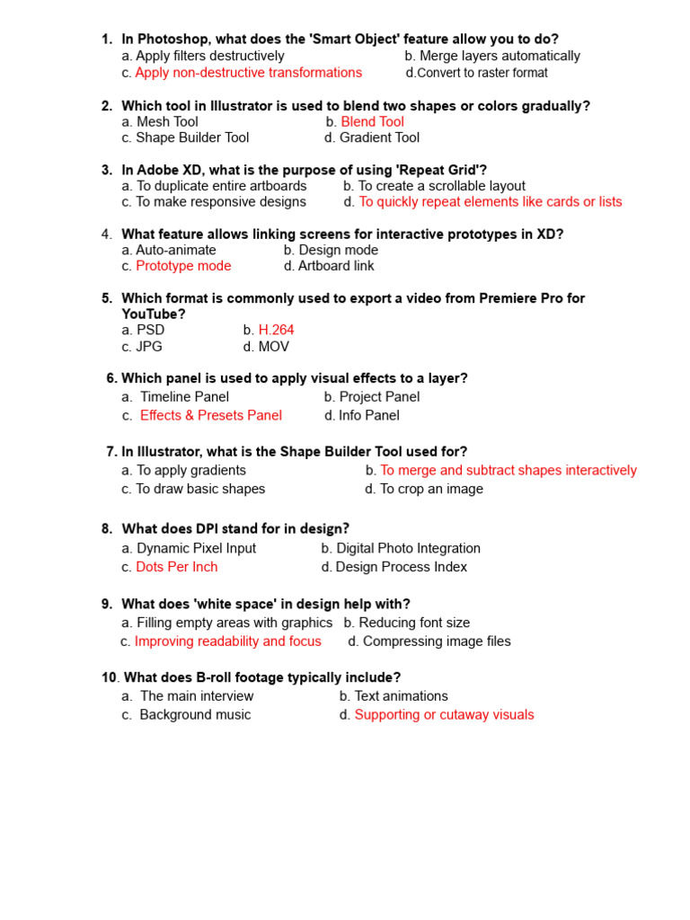 MCQS Guess Paper | PDF | Adobe Photoshop | Adobe Illustrator