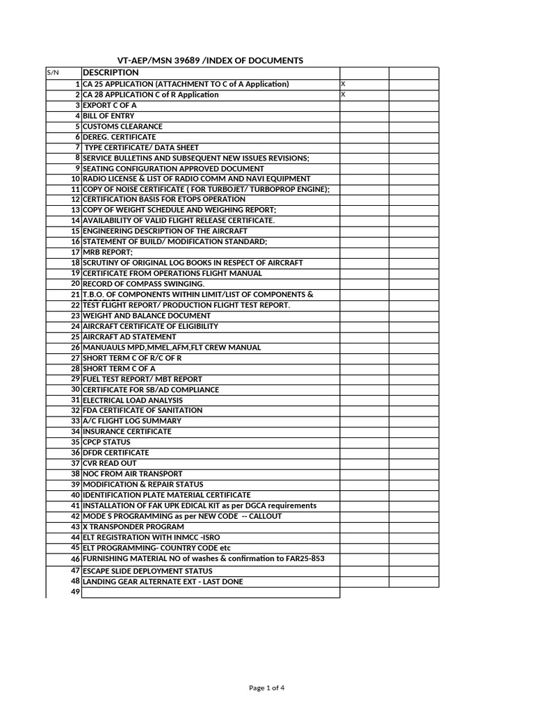 Index For Certificates and Letters For Induction Aircraft | PDF ...