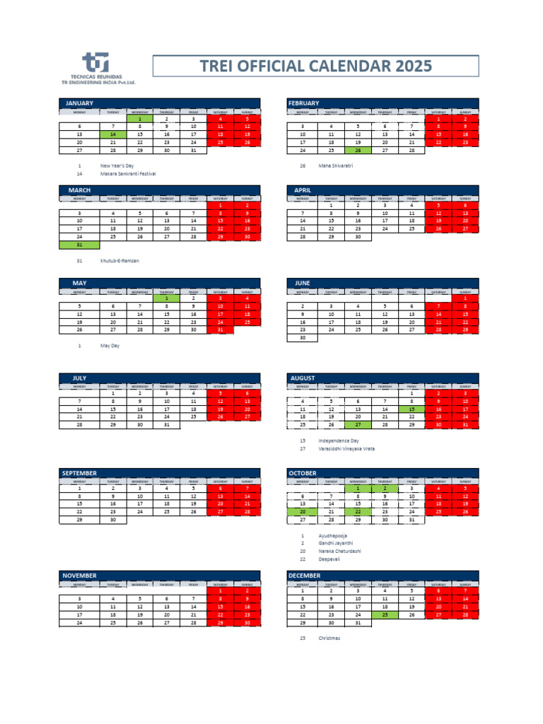 TREI Official Calendar 2025 | PDF