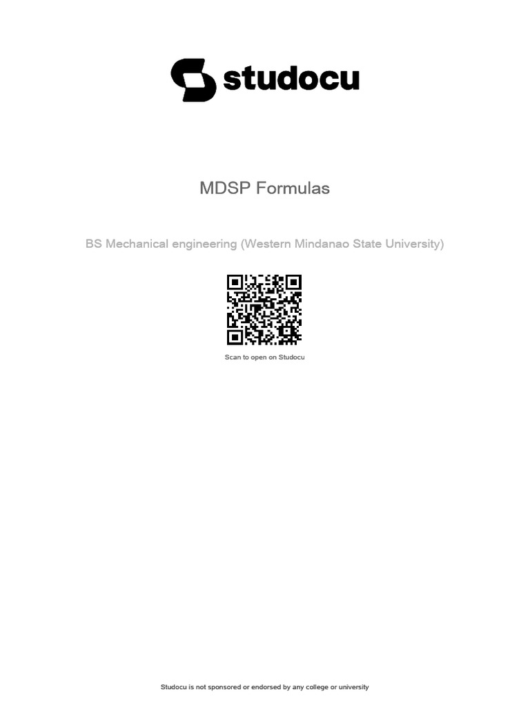 MDSP Formulas MDSP Formulas | PDF | Stress (Mechanics) | Young's Modulus